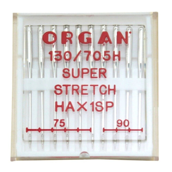 Pack of 10 Organ HAX1SP Super Stretch Needles for Home Sewing Machine - Cutex Sewing Supplies
