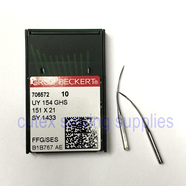 10 Groz-Beckert UY154GHS, 151X21 FFG/SES Ball Point Overlock Machine Needles - Cutex Sewing Supplies