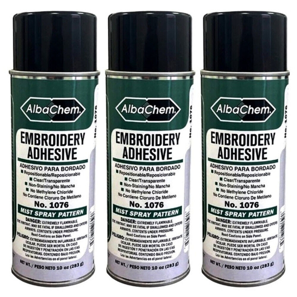 3 Pack AlbaChem 1076 Embroidery Adhesive Spray 10 oz. Spray Cans ...