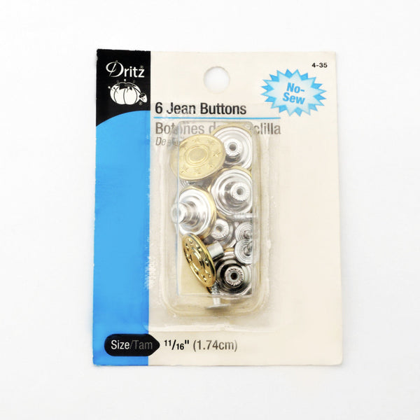 Dritz Bachelor Jean Buttons Gilt, 11/16" - 6/Pk. - Cutex Sewing Supplies