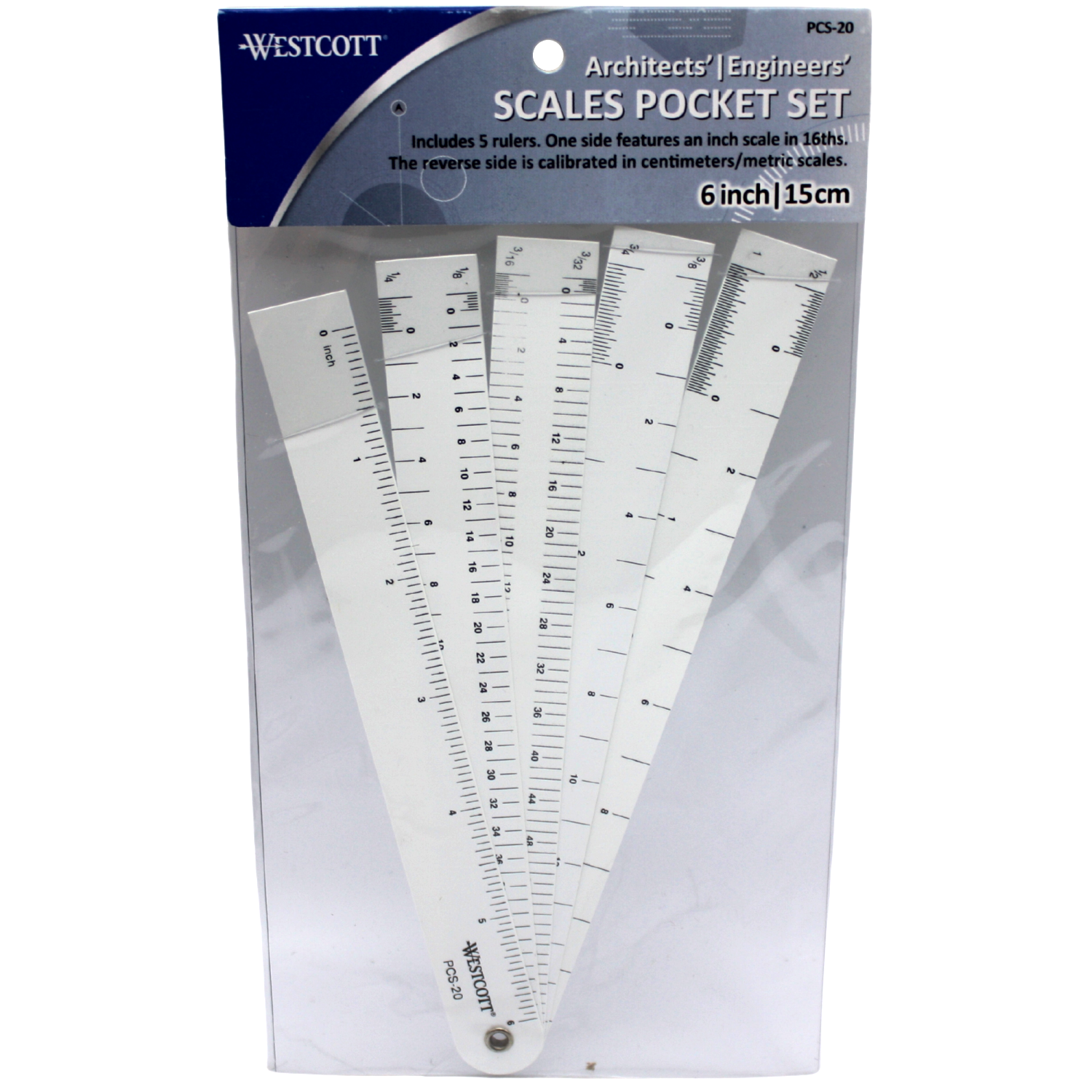 Westcott 6" (15cm) Architects' & Engineers' Scales Pocket Ruler Set ...