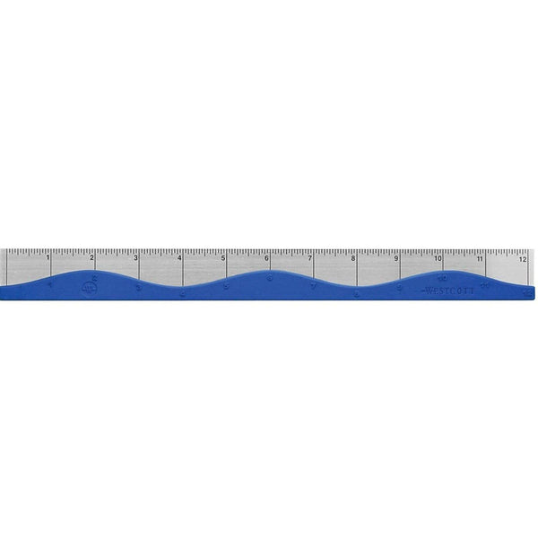 Westcott 12-Inch (30cm) Home & Office Wave Metal Ruler - Black/ Blue ...
