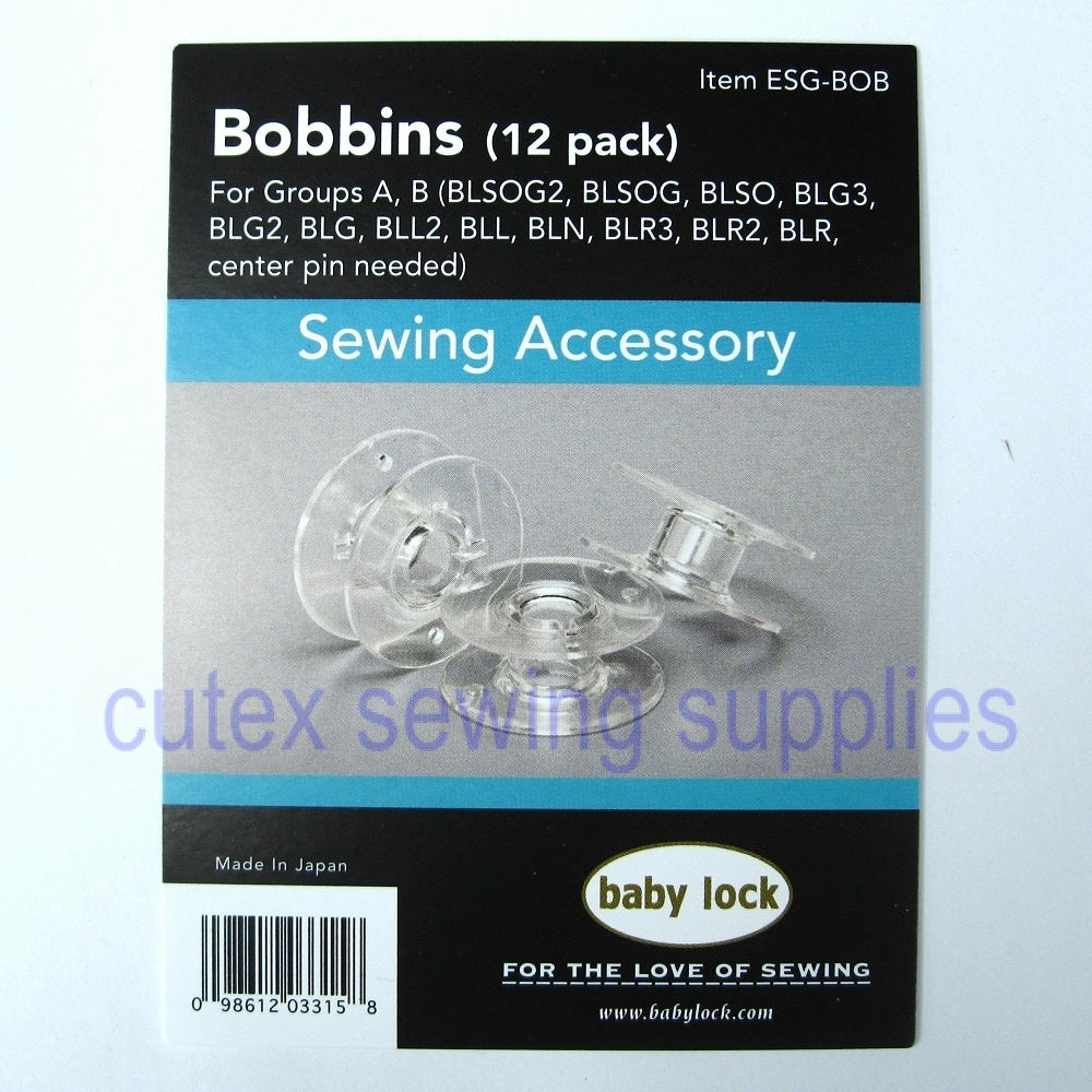 12 Pack Genuine BabyLock Bobbins ESG-BOB With Plastic Bobbin Storage C ...