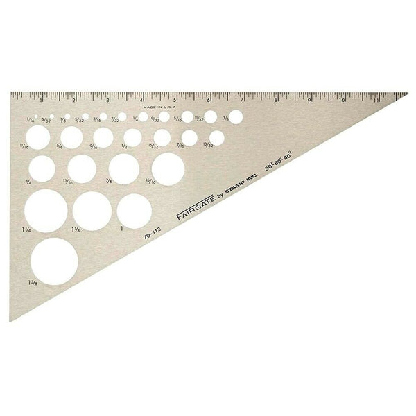 Fairgate 12" 30/60/90 Aluminum Triangle Rule With 26 Circles 70-112 ...