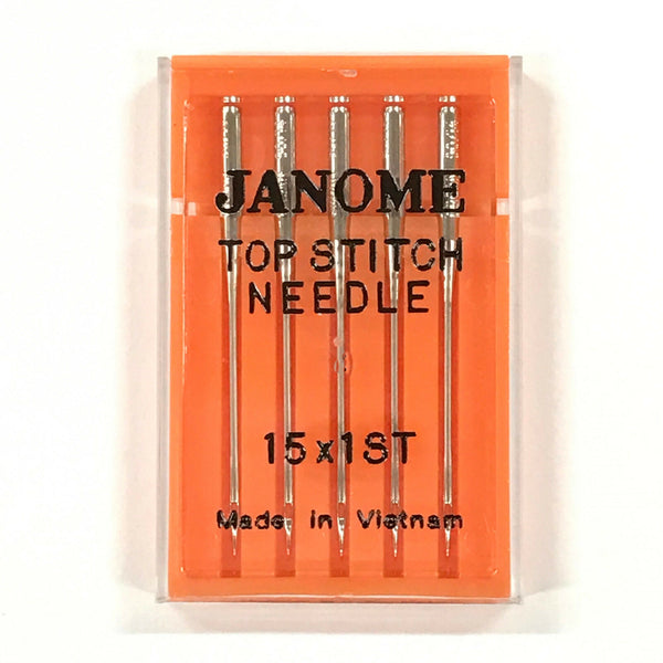 Janome 15X1ST Top Stitch Home Sewing Machine Needles, Large-Eye - 5/Pk ...