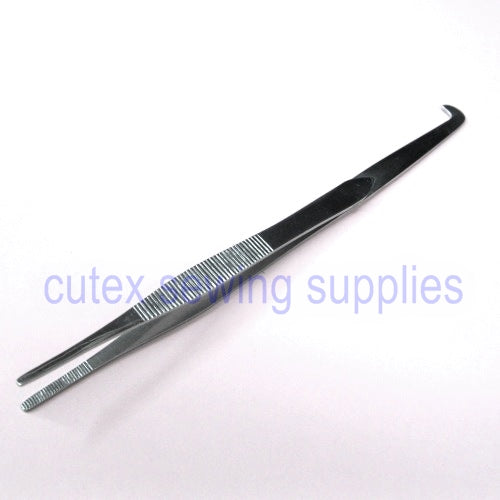 5" Stainless Steel Straight Tweezer With Hook - Cutex Sewing Supplies